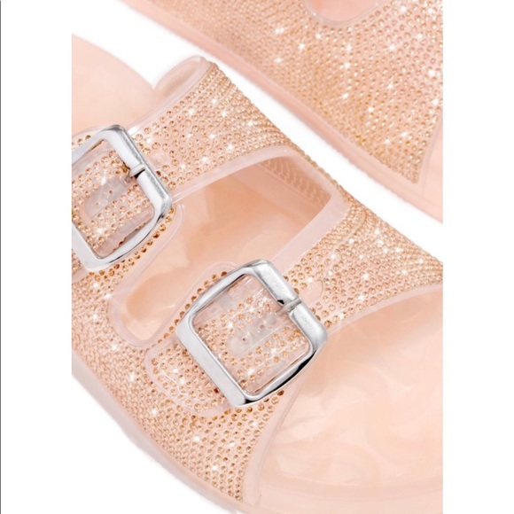 Wild Diva | Shoes | Jelly Double Buckle Rhinestone Slip On Sandals ...